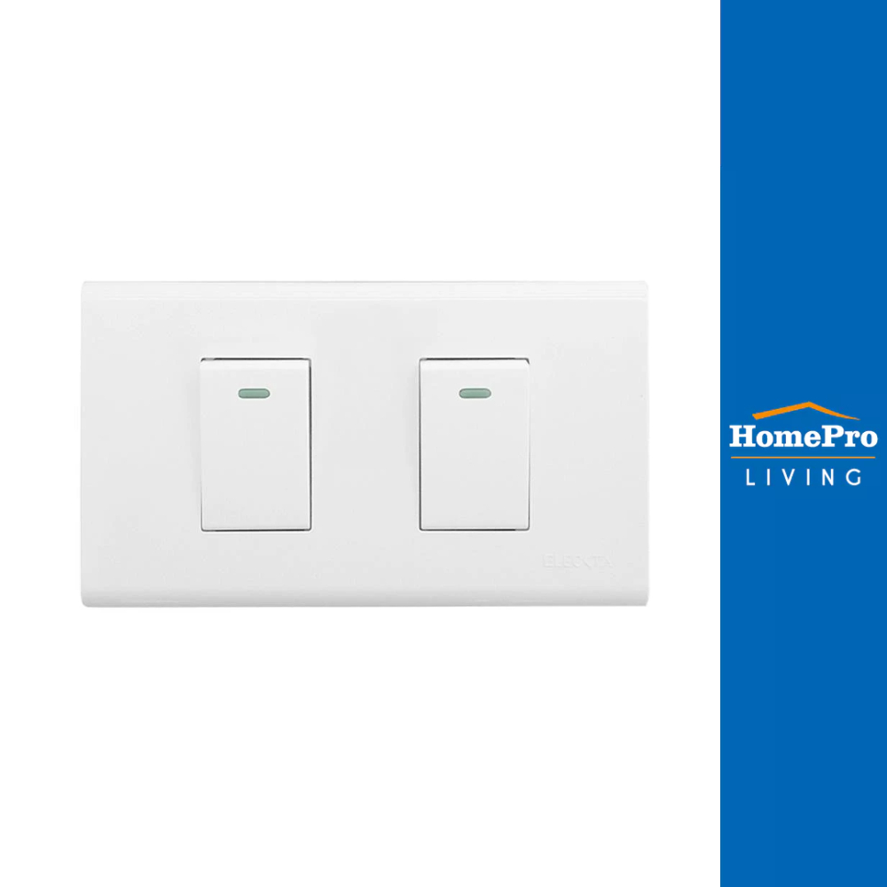 ELECKTA ชุดสวิตช์ 1 ทาง 2 ช่อง N BASIC สีขาว | Shopee Thailand