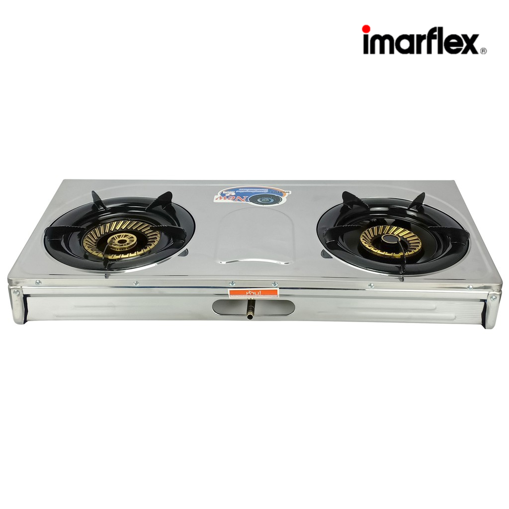 IMARFLEX_2 เตาแก๊ส หัวคู่ หน้าแสตนเลส หัวทองหลือง IG-323 | Shopee Thailand