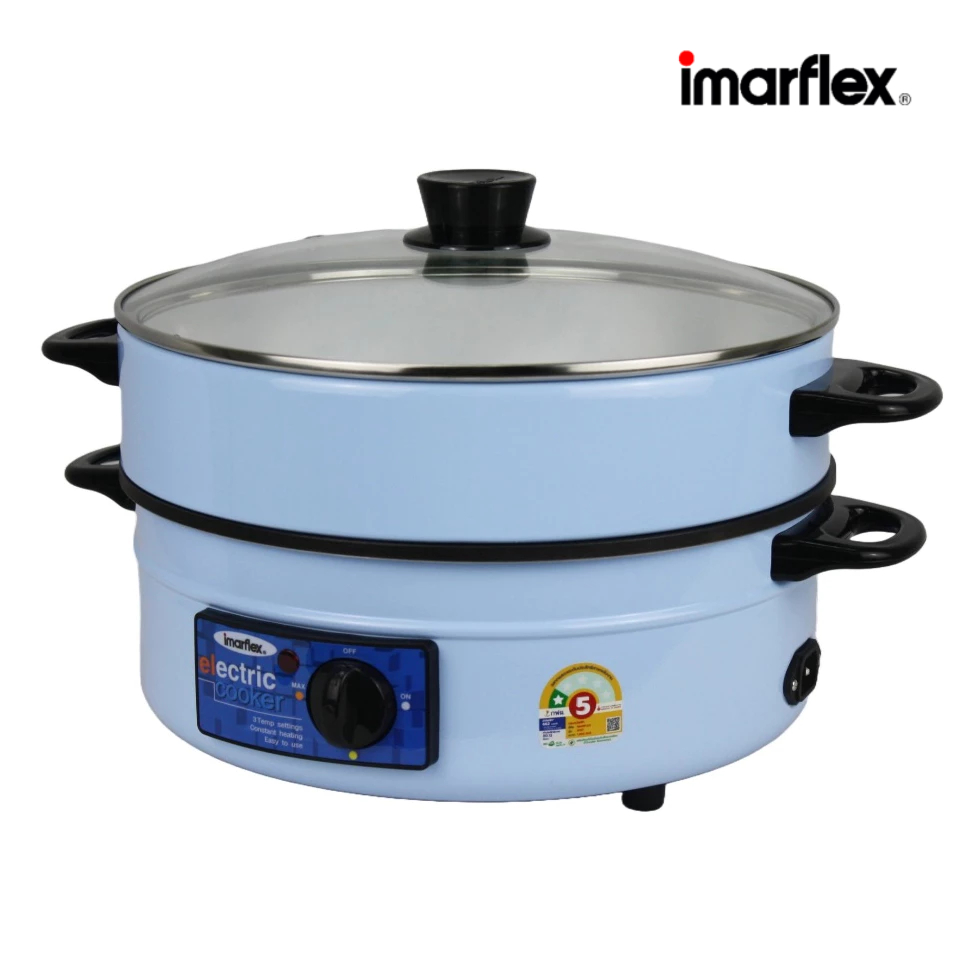 IMARFLEX_1 กระทะไฟฟ้าอลูมิเนียม ฝาแก้ว แบบเคลือบ ซึ้ง 1 ชั้น ขนาด 3 ลิตร IP-137 | Shopee Thailand