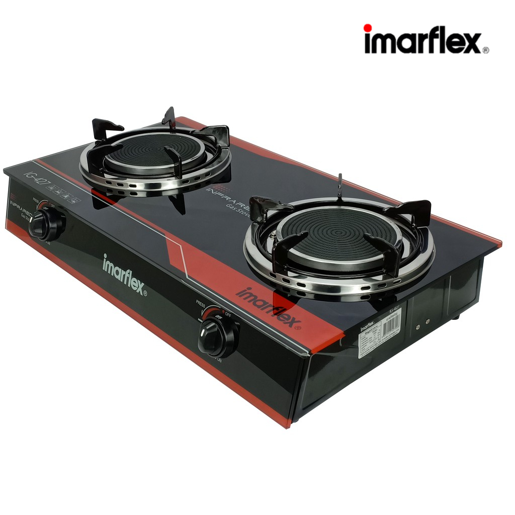 IMARFLEX_2 เตาแก๊ส หัวคู่ หน้ากระจก หัวอินฟาเรด IG-427 | Shopee Thailand