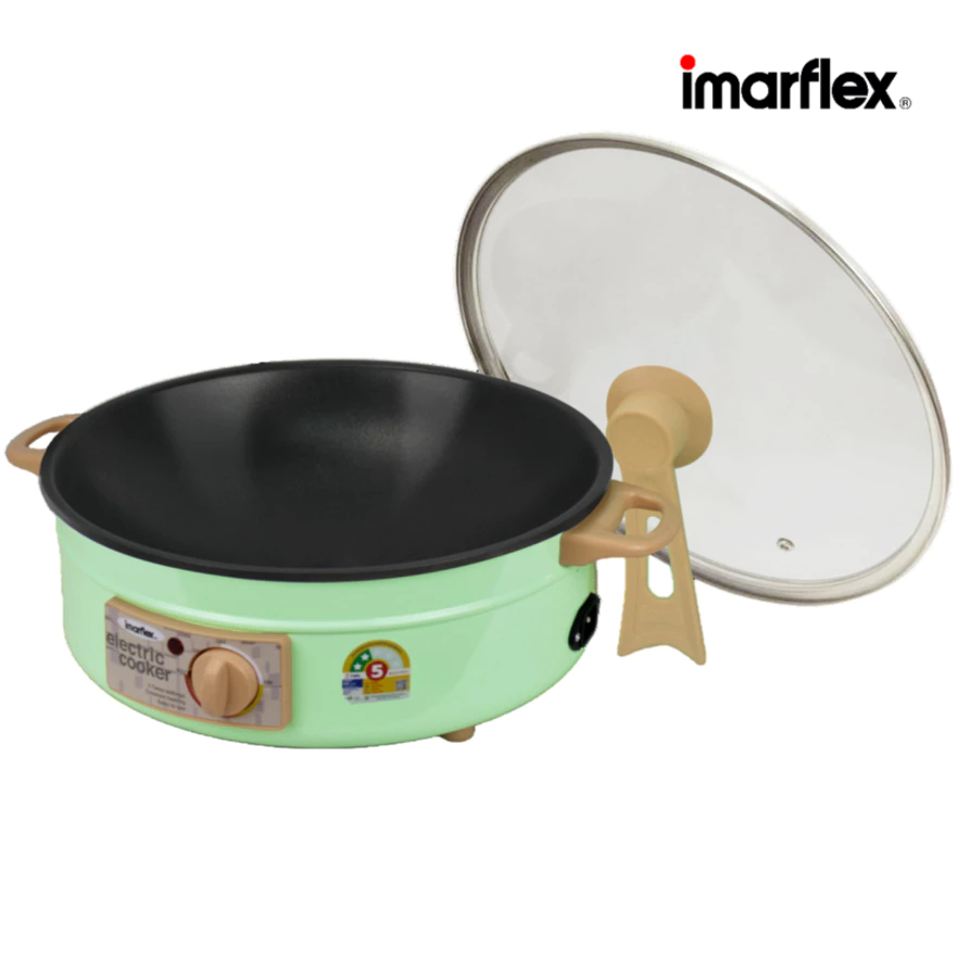 IMARFLEX_1 กระทะไฟฟ้าอลูมิเนียม ฝาแก้ว แบบเคลือบ ขนาด 3 ลิตร IP-134 | Shopee Thailand
