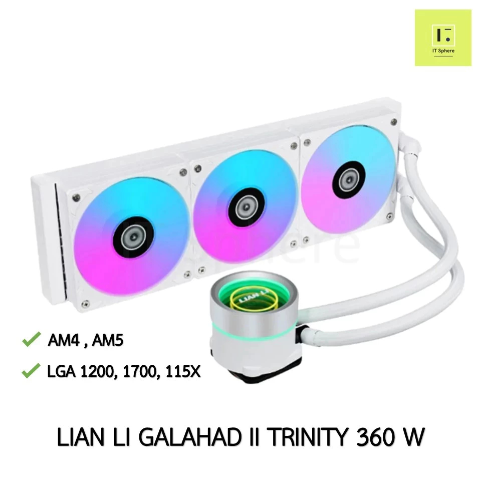 AIO LIAN LI Galahad II Trinity 360 WHITE สีขาว LGA1700 AM4 AM5 3 ตอน ...