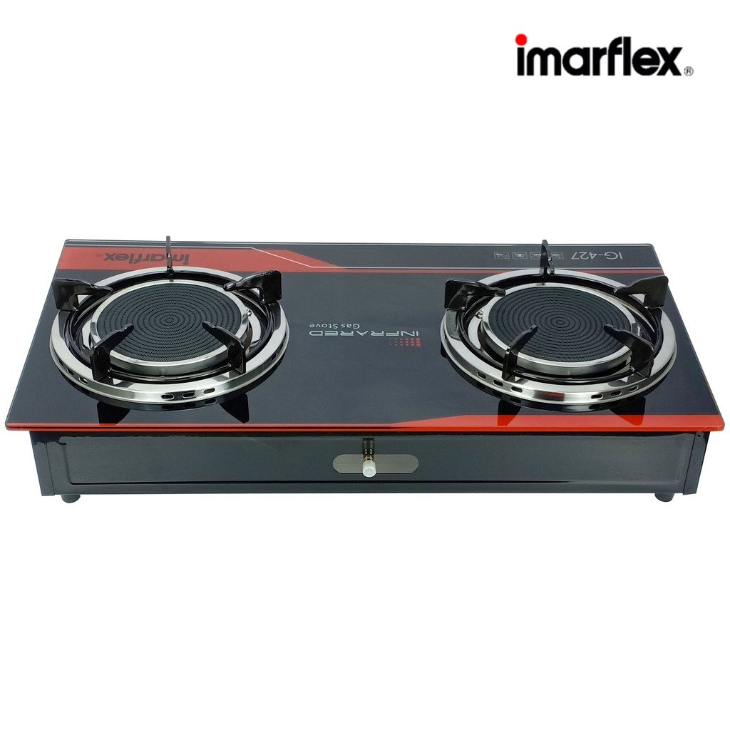 IMARFLEX_2 เตาแก๊ส หัวคู่ หน้ากระจก หัวอินฟาเรด IG-427 | Shopee Thailand