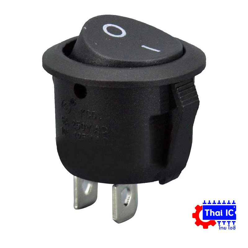 สวิตซ์ เปิด ปิด กลม ROUND ROCKER SWITCH KCD1-105 (20mm) (ON-OFF) สีดำ ...