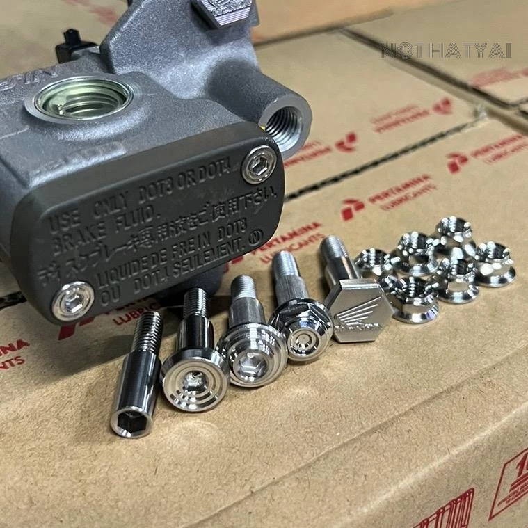 ชุดสุดคุ้ม สลักเบรคปั้มบน+ตัวเมีย+น็อตปั้มบน2ตัว(H) เลส มีหลายลาย ...