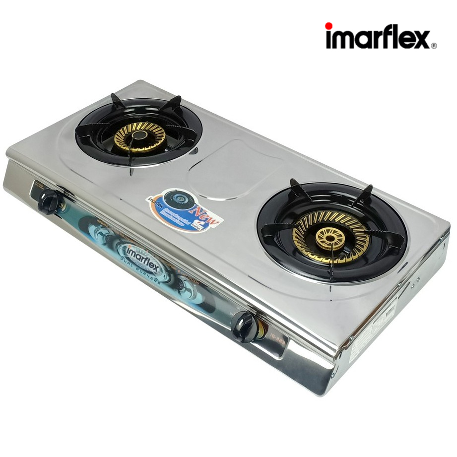 IMARFLEX_2 เตาแก๊ส หัวคู่ หน้าแสตนเลส หัวทองหลือง IG-323 | Shopee Thailand