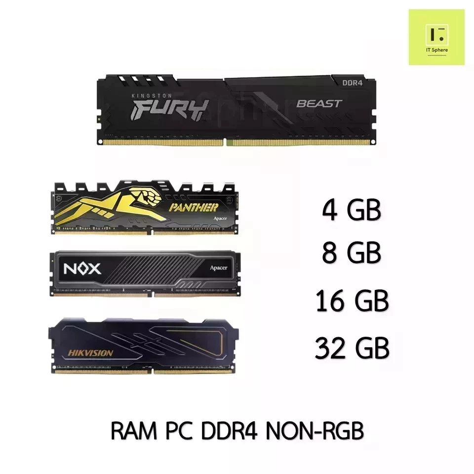 RAM DDR4 NON-RGB 4GB 8GB 16GB 32GB BUS 2666 3200 3600(KINGSTON FURY ...