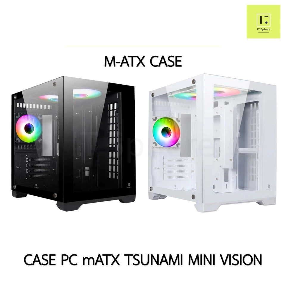 mATX CASE (NP) TSUNAMI MINI VISION GAMING BLACK WHITE เคส เคสPC PC ...