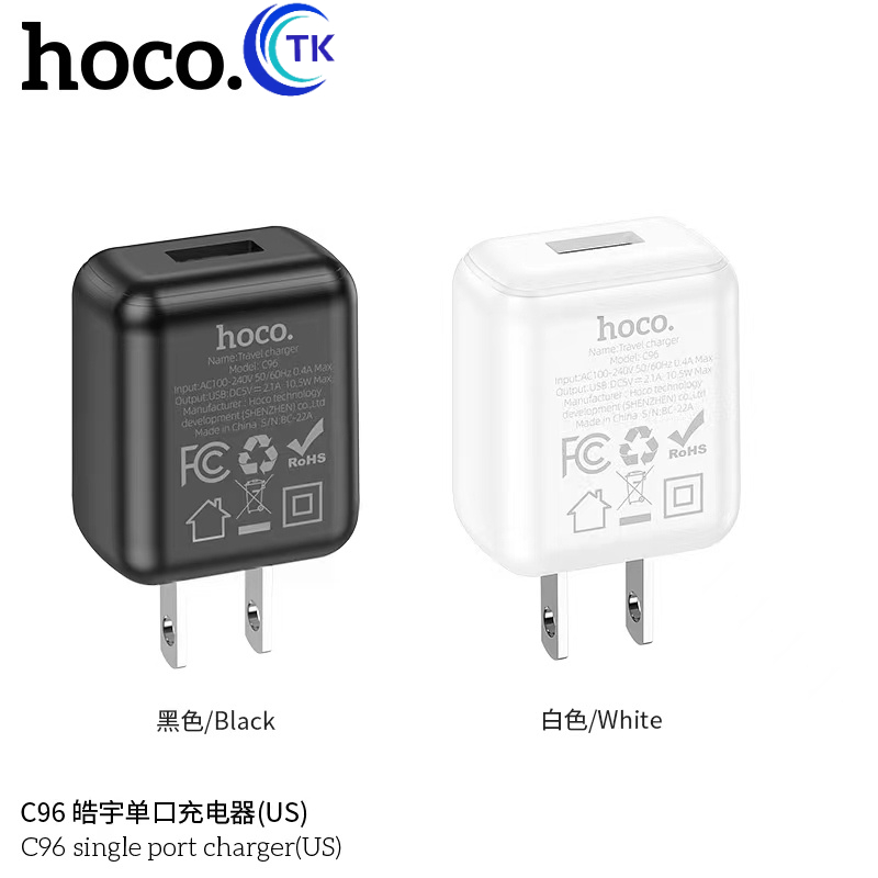 Hoco C96 หัวชาร์จ หัวชาร์จไฟบ้าน 1 USB ชาร์จเร็ว 2.1A ปลั๊กชาร์จ USB ...