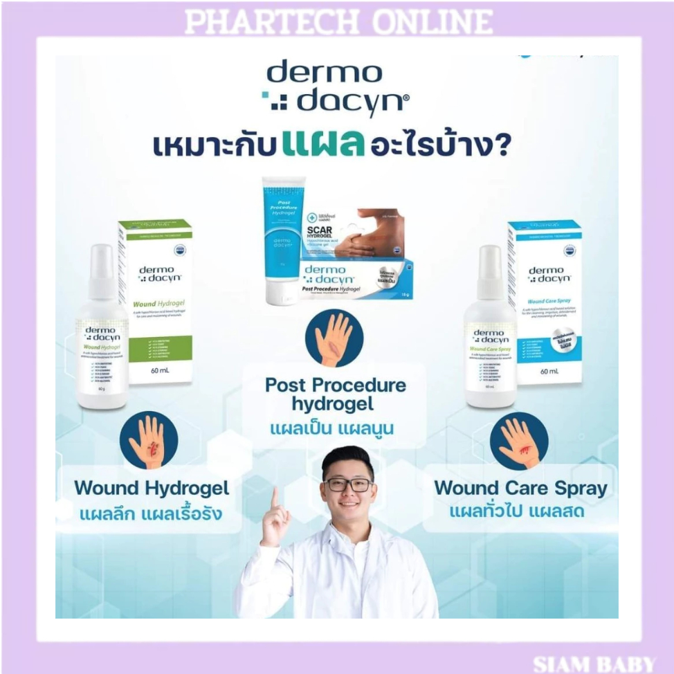 Dermodacyn Wound Hydrogel / Wound Care Spray เดอร์โมดาซิน สำหรับ แผลติด ...