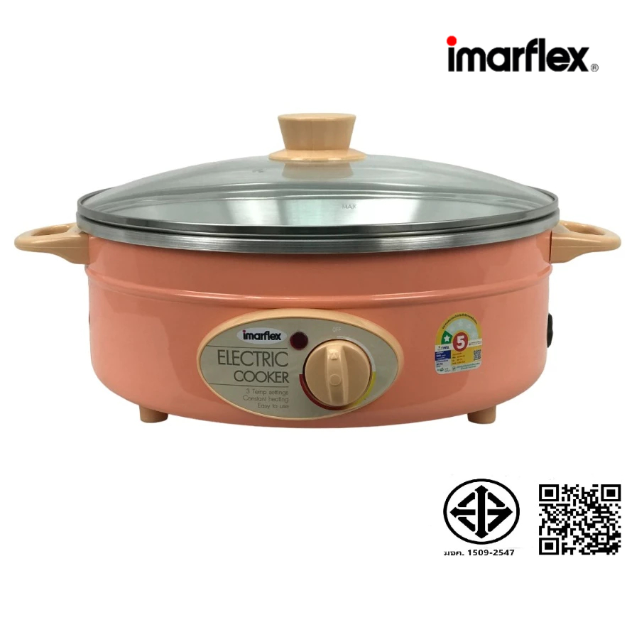 IMARFLEX_1 กระทะไฟฟ้าอลูมิเนียม ฝาแก้ว ขนาด 3 ลิตร MP-20 | Shopee Thailand
