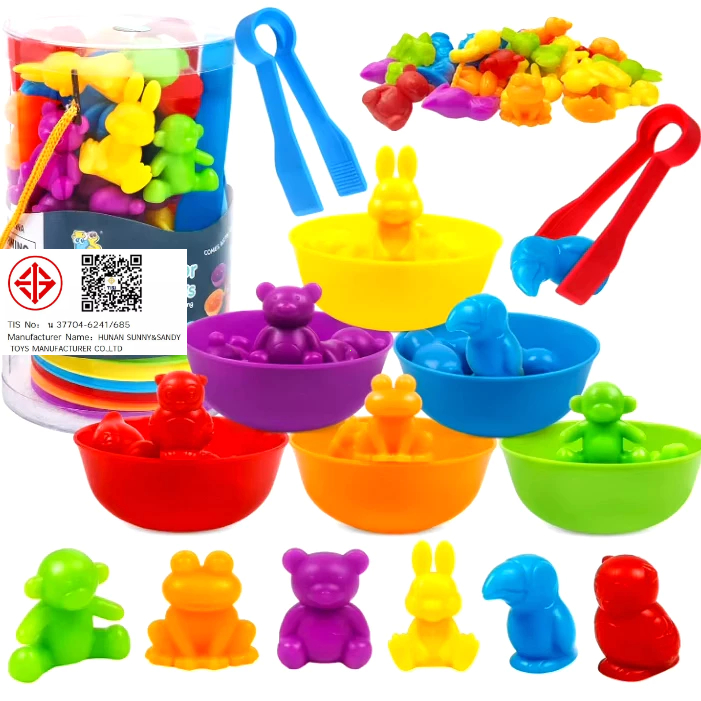 Rainbow Sorting Bear Montessori ฝึกสมอง คีบ แยกสี ของเล่นเสริมพัฒนาการ ...