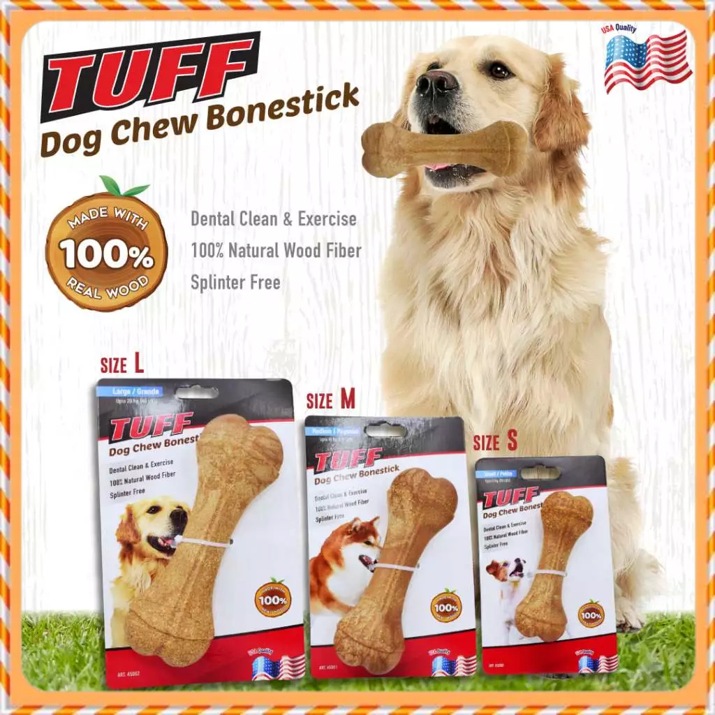 TUFF Dog Chew Bonestick ของเล่นสุนัข ของเล่นกระดูกไม้ ปลอดภัย (ไร้ ...