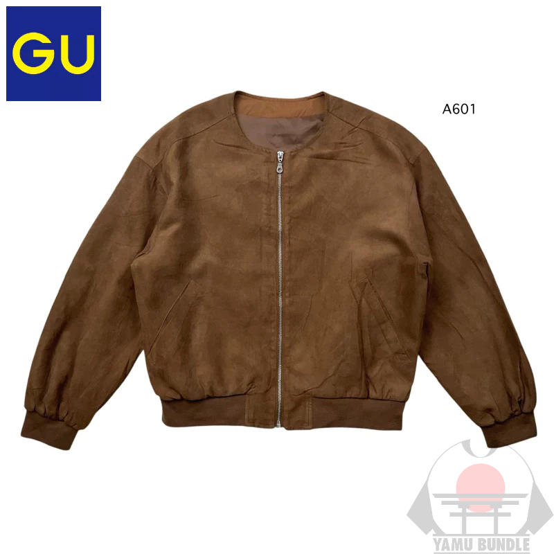 เสื้อแจ็คเก็ต GU Jacket หนังกลับ Size L ผญ | Shopee Thailand
