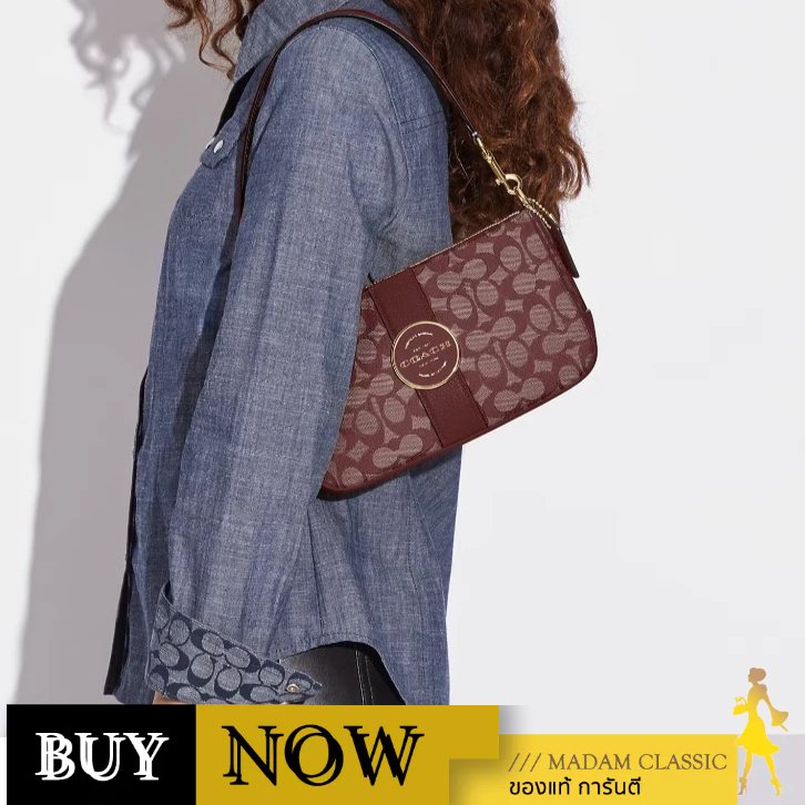 Coach กระเป๋าสะพายข้าง C8306 LONNIE BAGUETTE IN SIGNATURE JACQUARD ...