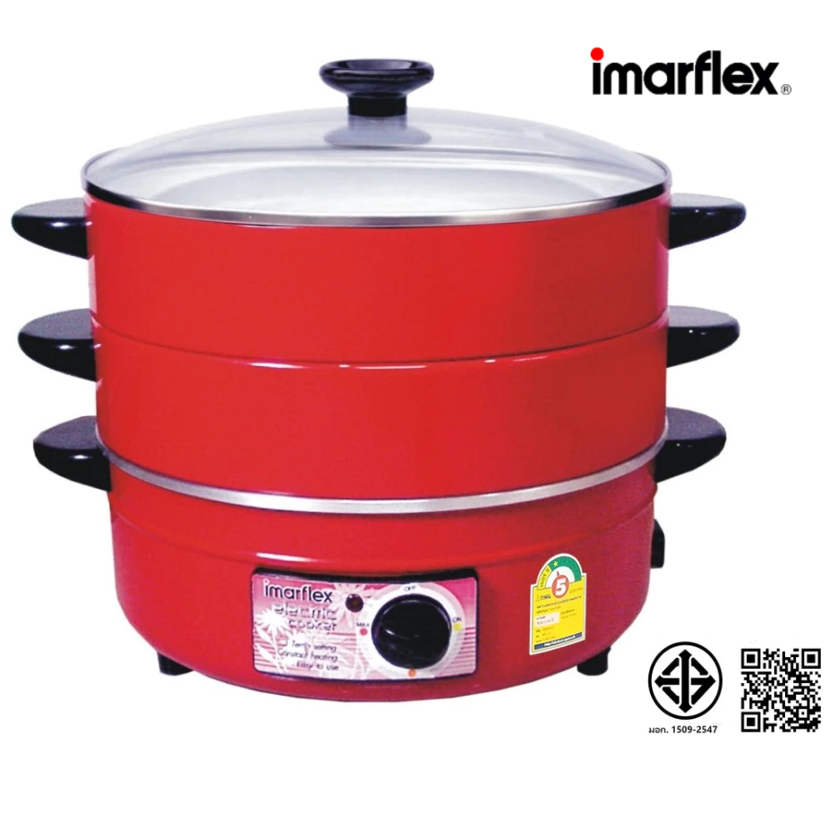 IMARFLEX_1 กระทะไฟฟ้าอลูมิเนียม ฝาแก้ว ซึ้ง 2 ชั้น ขนาด 3 ลิตร MP-18 | Shopee Thailand