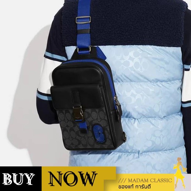 Coach กระเป๋าคาดอกคาดเอว CC017 TRACK PACK IN SIGNATURE CANVAS WITH ...