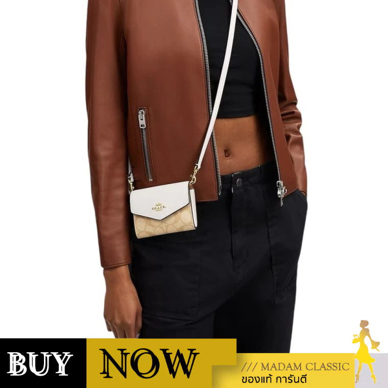 Coach กระเป๋าสตางค์ CU172 MINI ENVELOPE WALLET WITH STRAP IN SIGNATURE ...