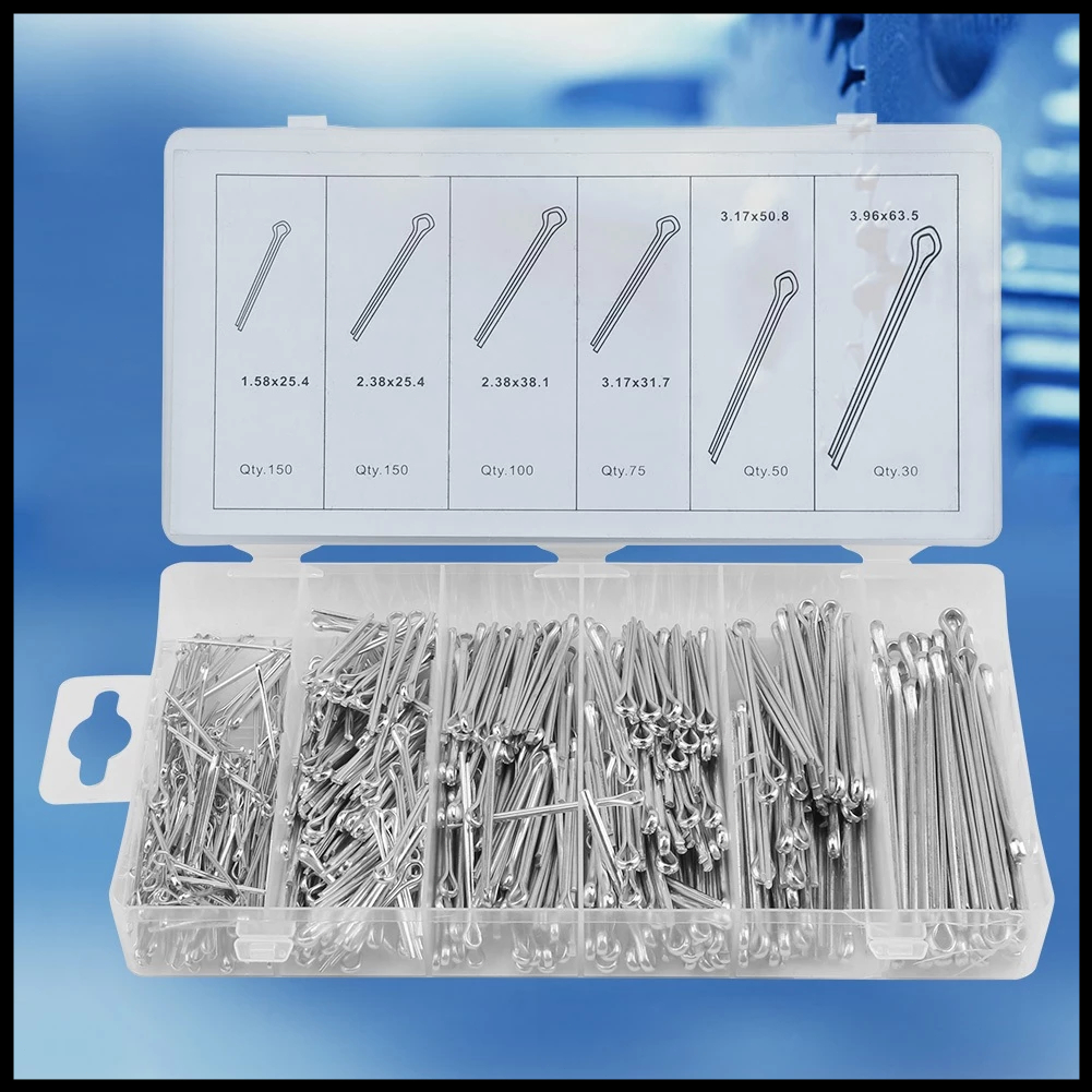 555 ชิ้น / เซ็ต Cotter Pin Mechanical Hang ผม Tractor Fastener Clip Kit ...