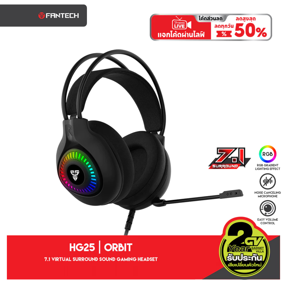 [ลดเหลือ 320] FANTECH หูฟังเกมมิ่ง ระบบ 7.1 Headset Gaming มีไมโครโฟน ...