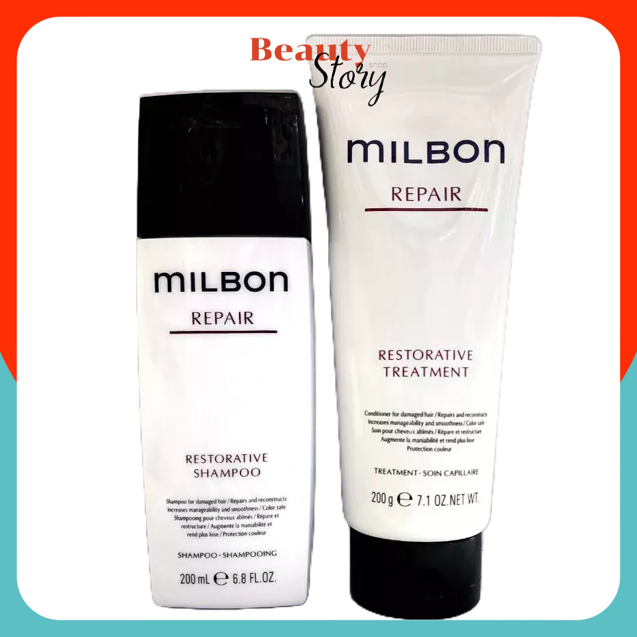 ทรีทเม้นต์ / แชมพู MILBON RESTORATIVE REPAIR 200ml. (มิลบอน) สำหรับผมแห้งเสีย ซ่อมแซมผมเสียอย่าง ...