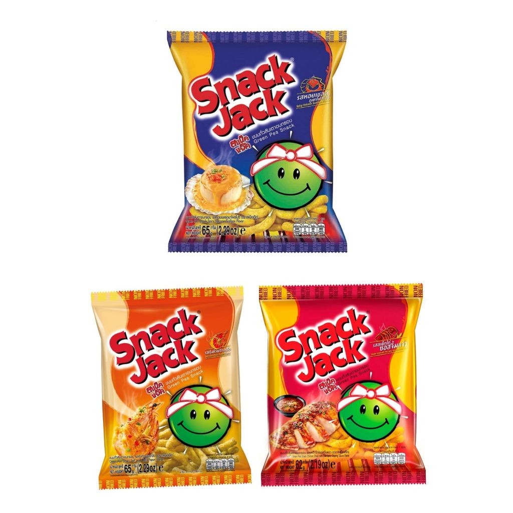 [แพค 4 ซอง] Snack jack สแน็คแจ็ค ขนมถั่วลันเตาอบกรอบ ขนาด 62 กรัม ...