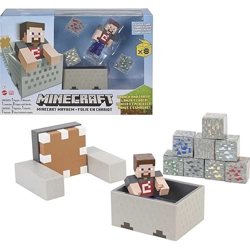 Mattel Minecraft Minecart Play Set พร้อมฟิกเกอร์ Limited Edition: Steve ...