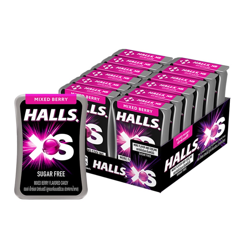 ฮอลล์ เอ็กซ์เอส มิกซ์เบอร์รี 12 ก. x 12 HALLS XS Mixed Berry 12 g x 12 | Shopee Thailand