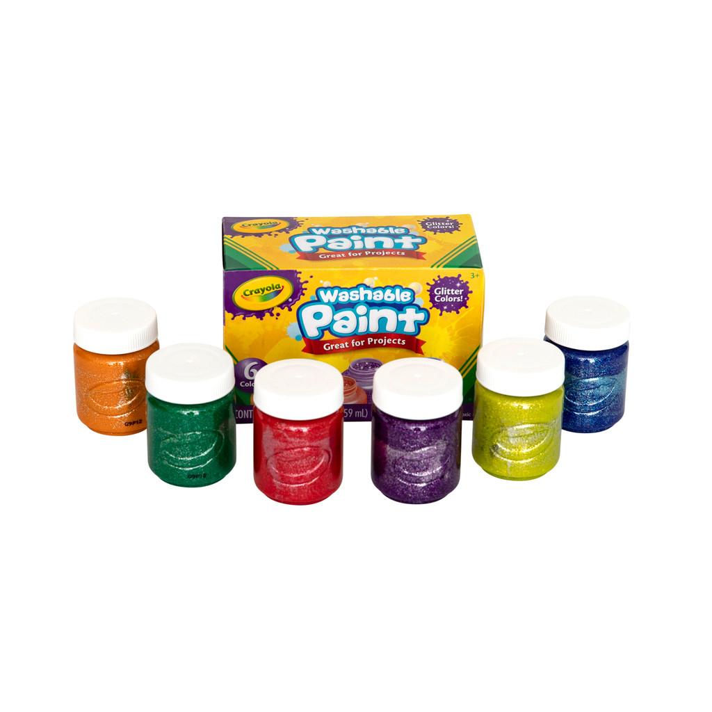 Crayola 6Ct 2oz Washable Glitter Paint Set เครโยล่า ชุดขวดสีเพ้นท์กากเ ...