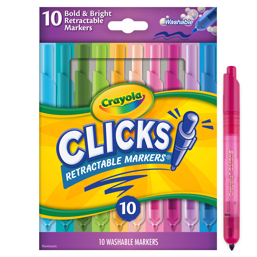 Crayola 10Ct Bold & Bright Clicks Retractable Washable Markers เครโยล่า ...