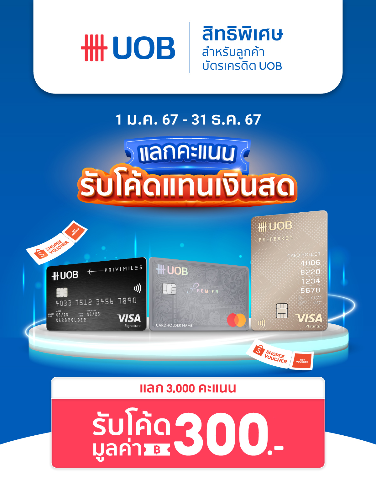 สิทธิพิเศษ สำหรับสมาชิก บัตรเครดิตUOB