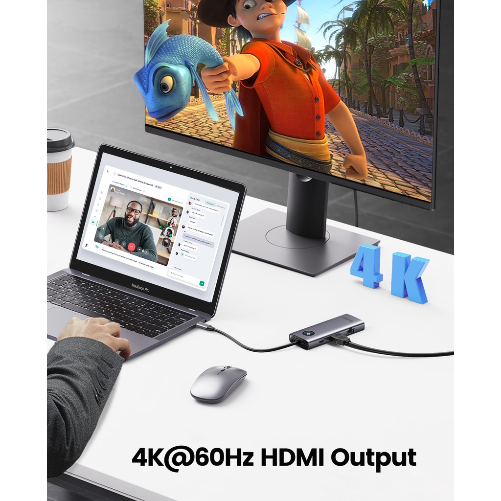Orico USB C HUB Dock Station 8 IN 1 4K ประเภท C HDMI RJ45 USB 3.0 อะแดป ...