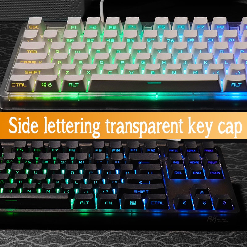 【JKDK】Pure white/black keycaps side font transmits light OEM profile ...