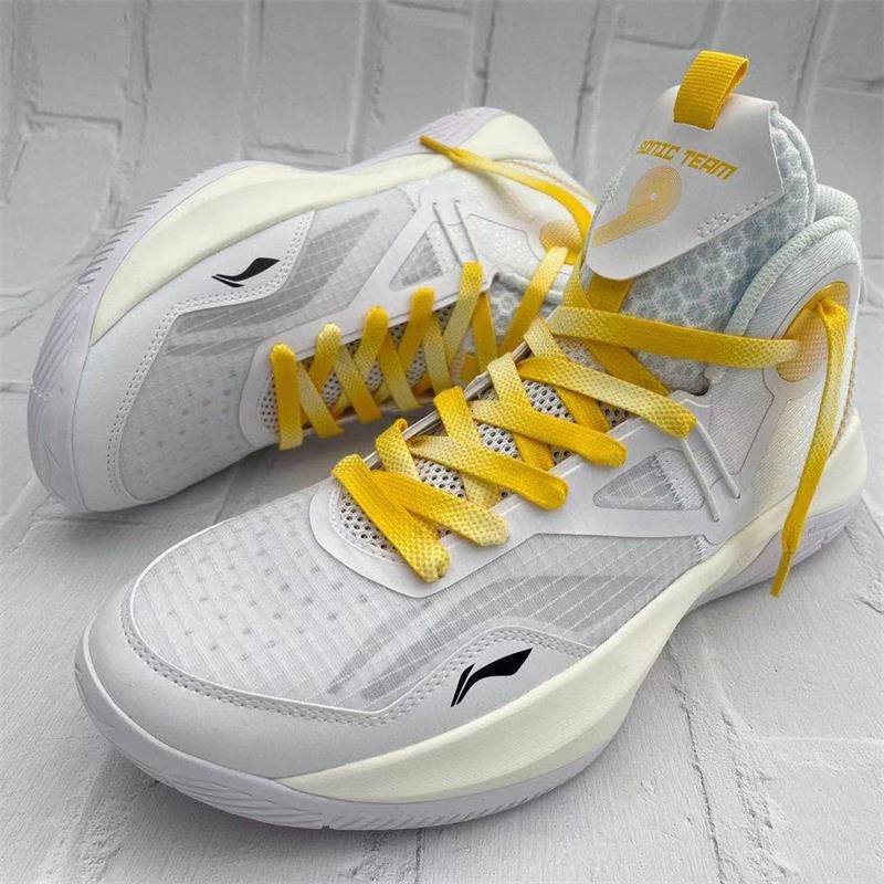 Lining Li Ning Sonic 9 เชือกผูกรองเท้ากีฬาบาสเก็ตบอล สีขาว ส้ม เหลือง ...