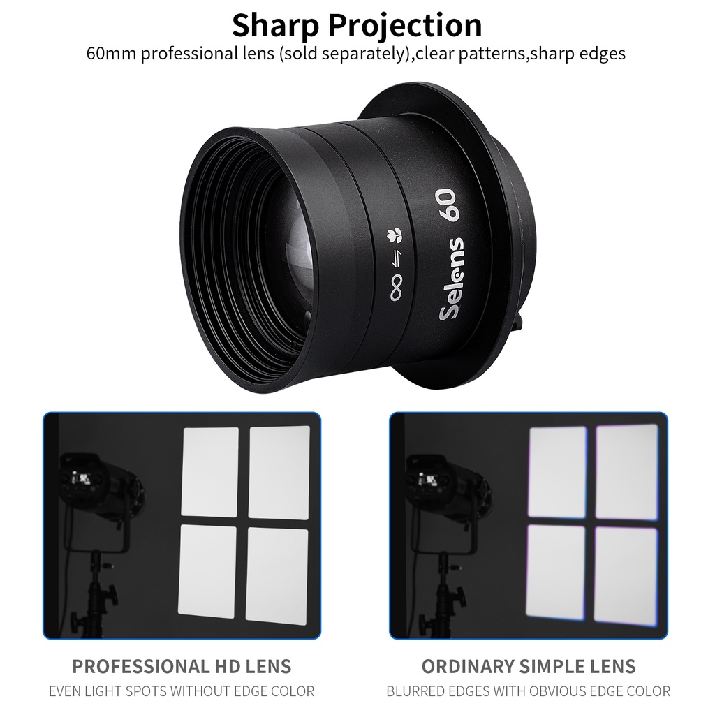 Selens EF เลนส์ 60 มม. สําหรับ Selens Bowens Mount Conical Snoot ...