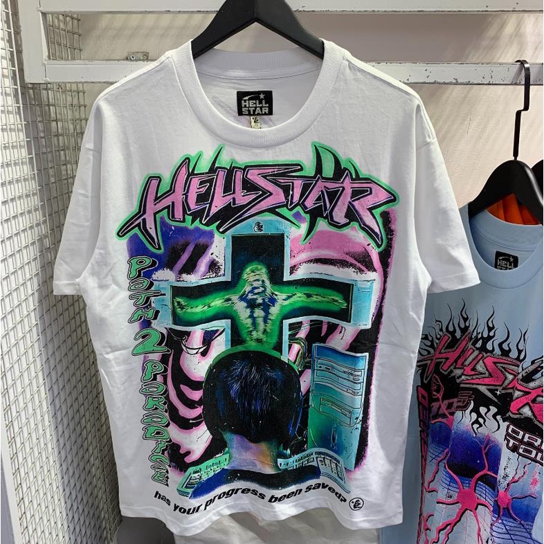 เสื้อยืดแขนสั้นลําลอง ผ้าฝ้ายแท้ พิมพ์ลาย Hellstar Online | Shopee Thailand