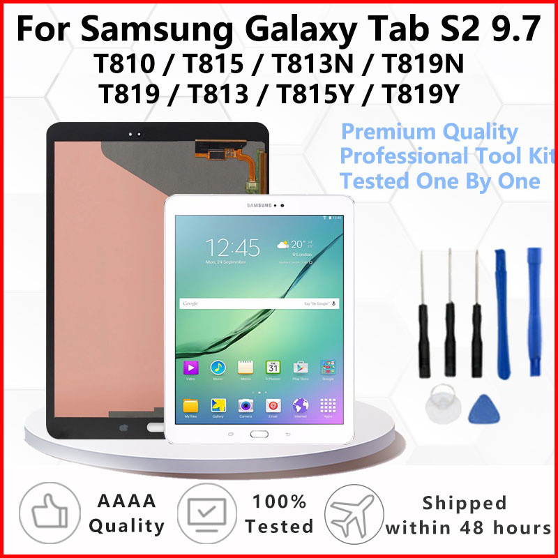 อะไหล่หน้าจอสัมผัสดิจิทัล LCD แบบเปลี่ยน สําหรับ Samsung Galaxy Tab S2 9.7 T810 T815 T813 T813N ...