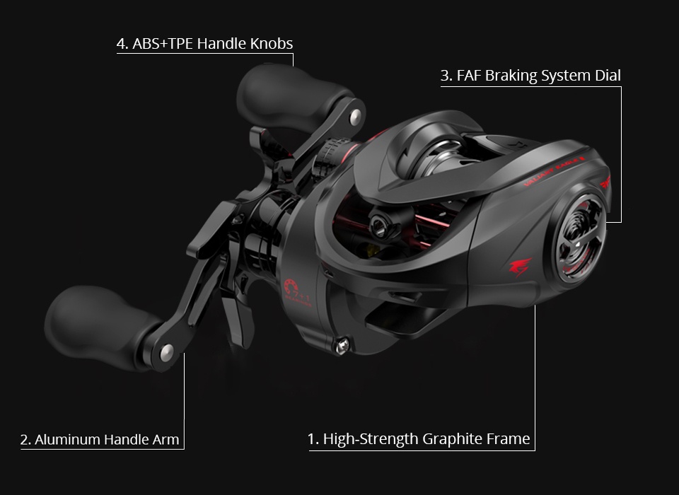 KastKing Black Valiant Eagle II Bait Finesse System Baitcasting Reel 5KG Max Drag 7BB+1RB 8.4:1 ...