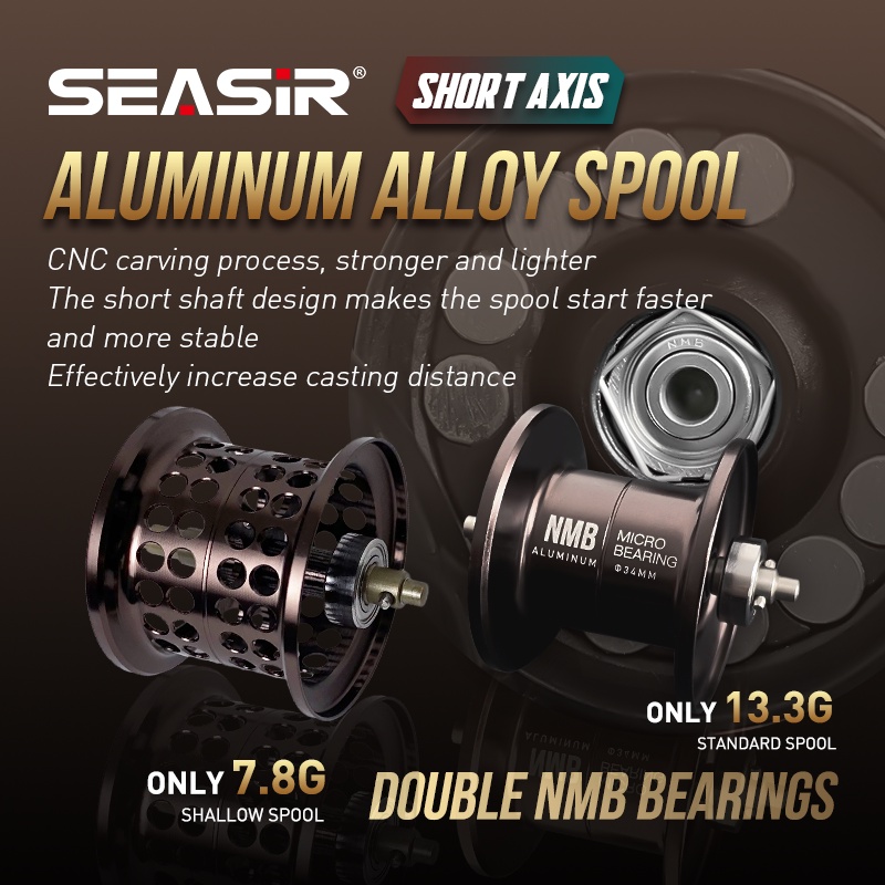 Seasir REPEATER รอกคันเบ็ดตกปลา คาร์บอน ทองเหลือง น้ําหนักเบา 179 กรัม สําหรับตกปลาช่อน เบส ไพค์ ...