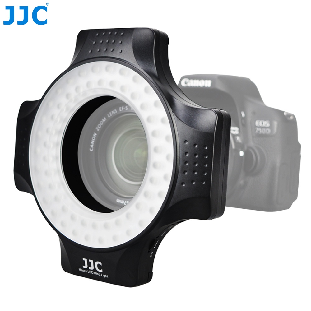 JJC LED-60 ชุดแฟลชวงแหวน LED หรี่แสงได้สำหรับการถ่ายภาพมาโครพร้อมวงแหวนเลนส์อะแดปเตอร์ 6 ตัว ...