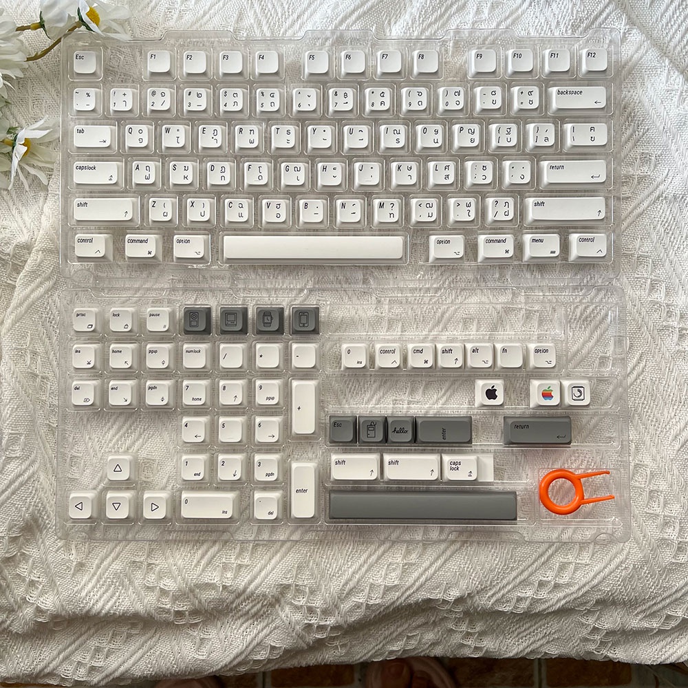 Minimalist สไตล์สีขาว keycaps XDA Profile PBT Keycaps สำหรับ mac ISO ...