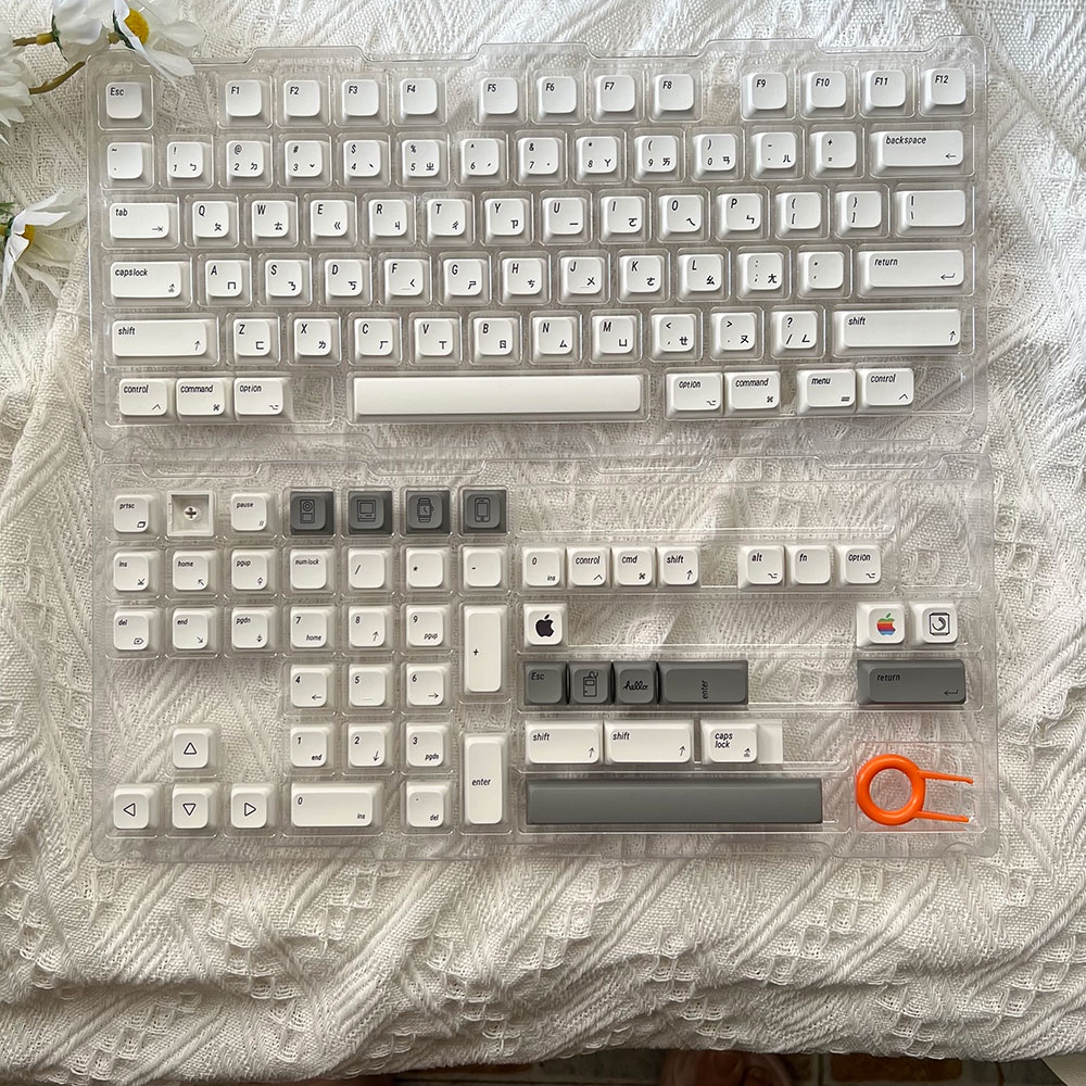 Minimalist สไตล์สีขาว keycaps XDA Profile PBT Keycaps สำหรับ mac ISO ...