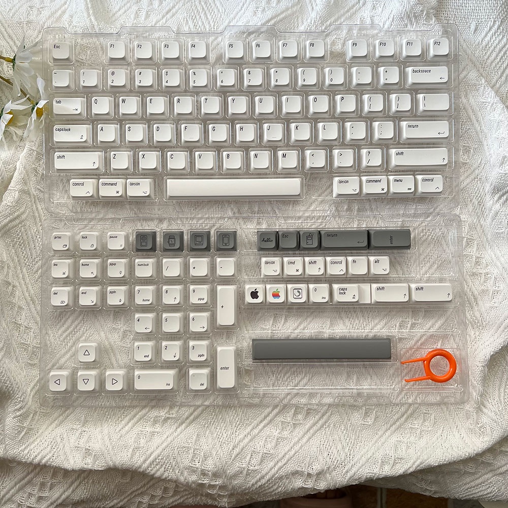 Minimalist สไตล์สีขาว keycaps XDA Profile PBT Keycaps สำหรับ mac ISO ...