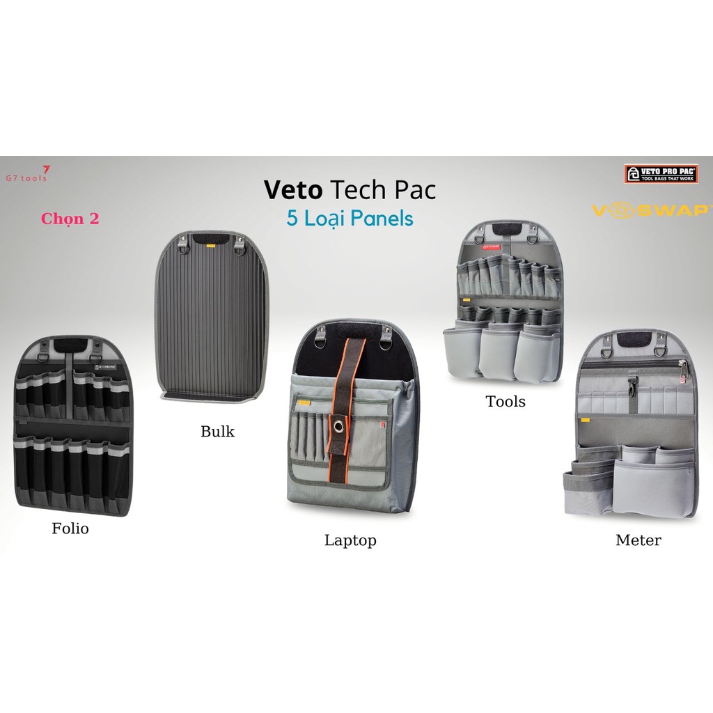 Veto TECH PAC Backpack ถาดถอดได้ (ความจุ 25 ลิตร) รวม Veto Meter, เครื่องมือ, แล็ปท็อป, Folio ...