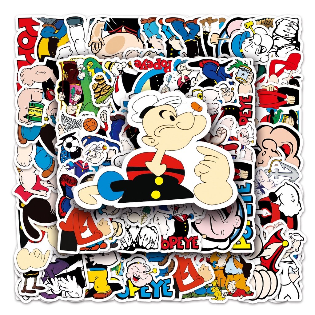 50 ชิ้นตลก Popeye สติกเกอร์กันน้ํา DIY สําหรับโทรศัพท์แล็ปท็อปรถสติกเก ...