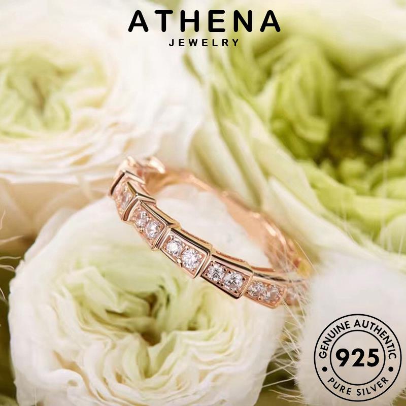 ATHENA JEWELRY แท้ ไดมอนด์ เงิน 925 ต้นฉบับ แหวน เครื่องประดับ Silver โกลด์ งูธรรมดา ...