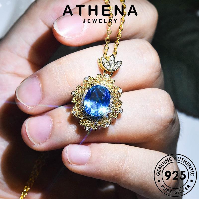 Athena JEWELRY Aquamarine ของแท้ สร้อยคอเงิน 925 สีทอง หรูหรา สําหรับผู้หญิง S41 | Shopee Thailand