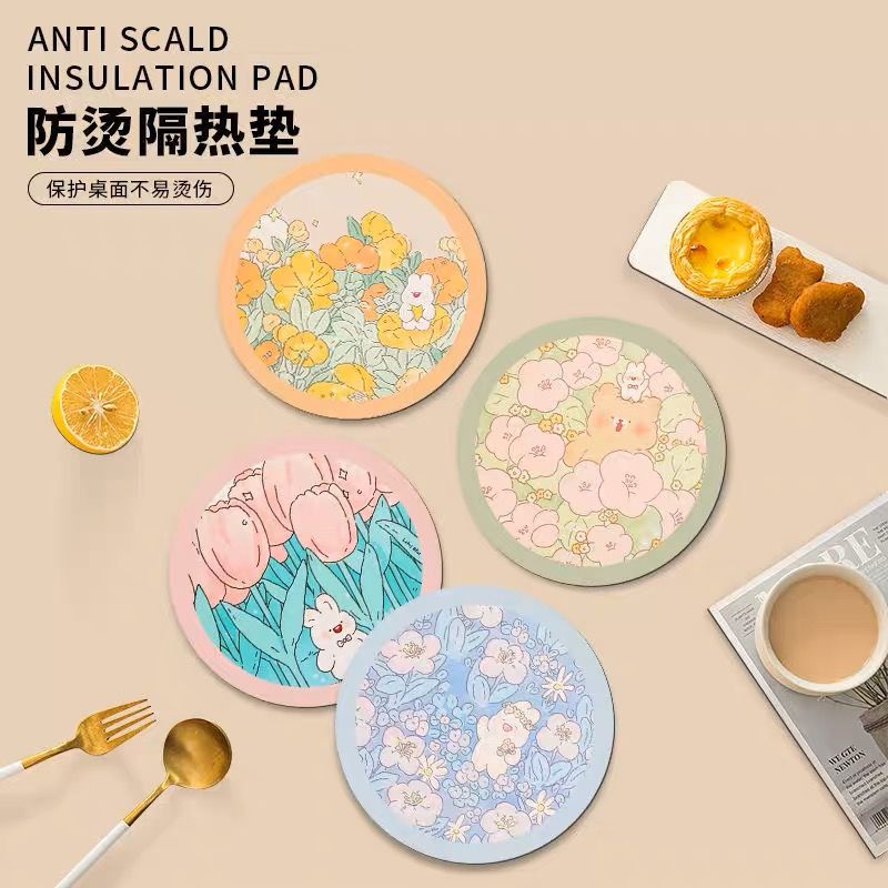 โต๊ะรับประทานอาหารแผ่นฉนวนกันความร้อน Coaster ดูดซับ Anti-Scalding Pad ...