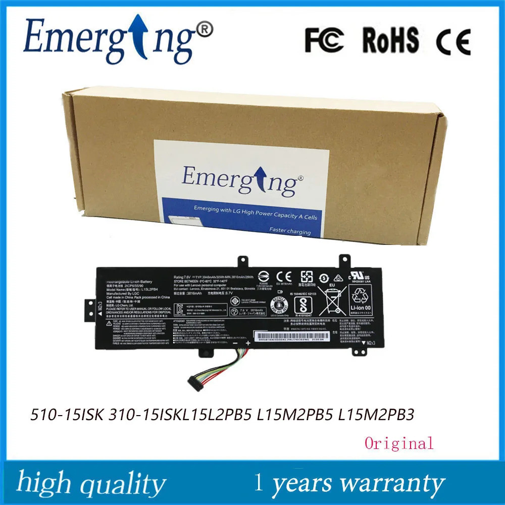 7.6V 30WH แบตเตอรี่ L15L2PB4ใหม่สำหรับ Lenovo IdeaPad 510-15ISK 310 ...
