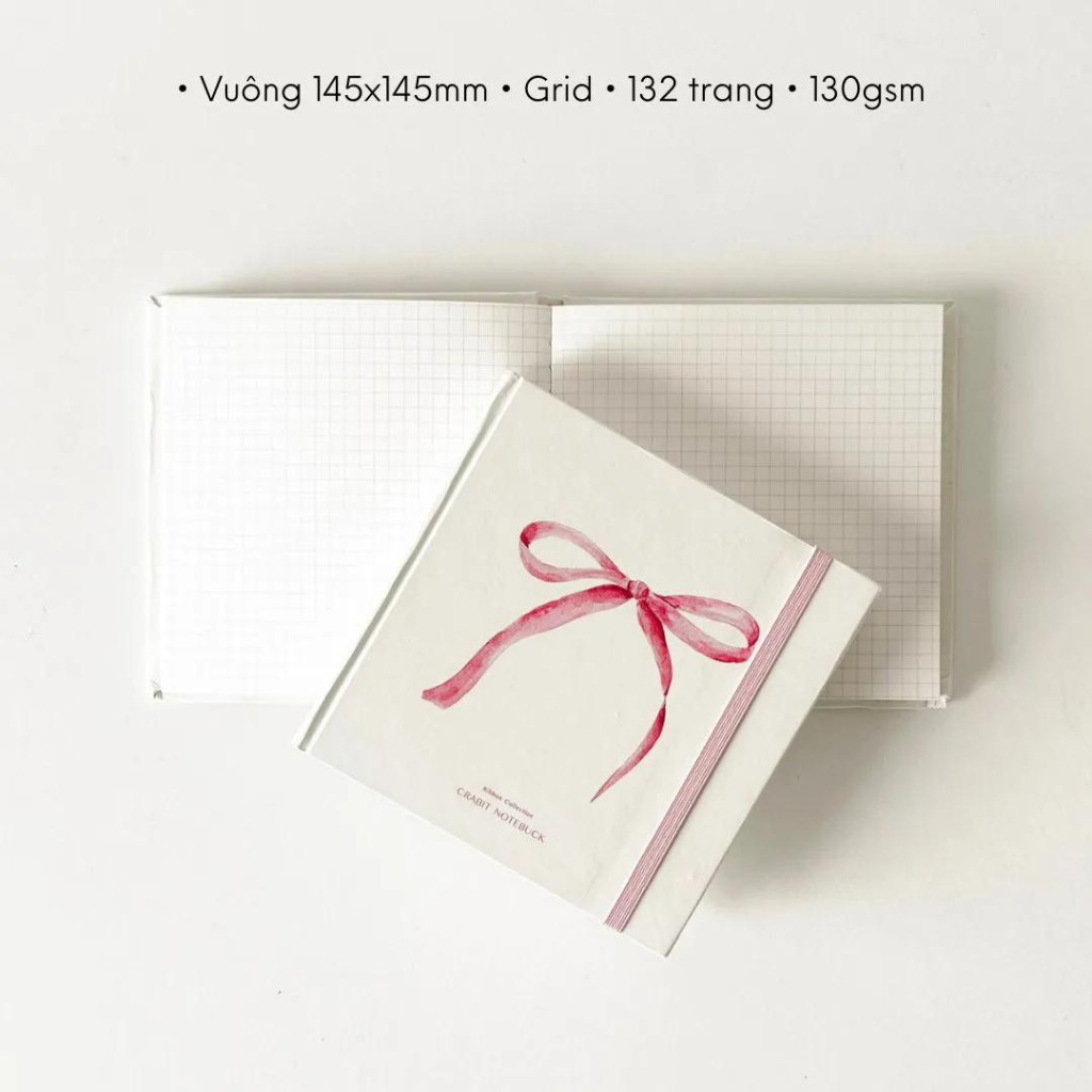 CRABIT Ribbon Pink Bow square Notebook 130gsm พร้อมตารางสี่เหลี่ยม ...
